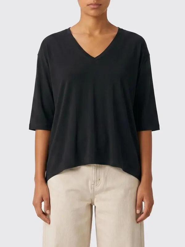 THOM KROM Modal And Silk Blend V-neck Top - Black