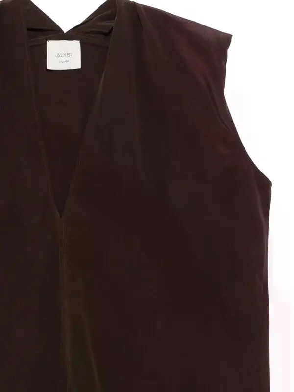 ALYSI V-neck Silk Top - Brown