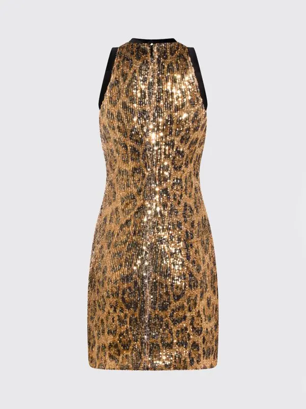 Roberto Cavalli Sequin Embellished Leopard Print Mini Dress - Beige