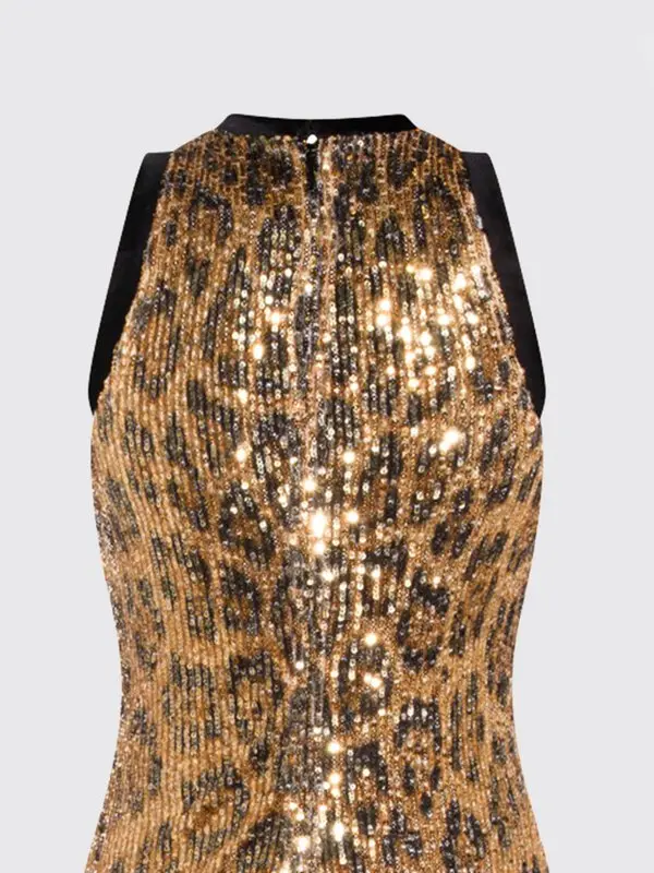 Roberto Cavalli Sequin Embellished Leopard Print Mini Dress - Beige