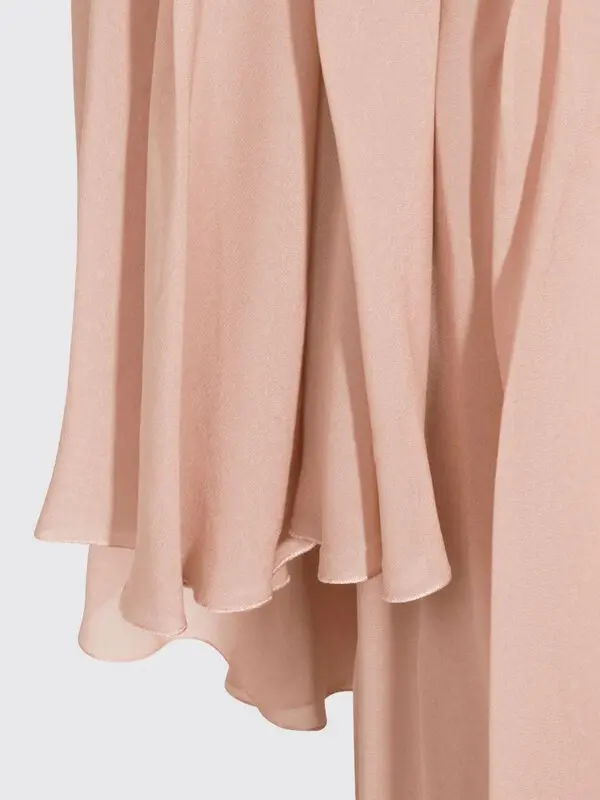 Blumarine Long Georgette Dress With Ruffles And Embroidered Details