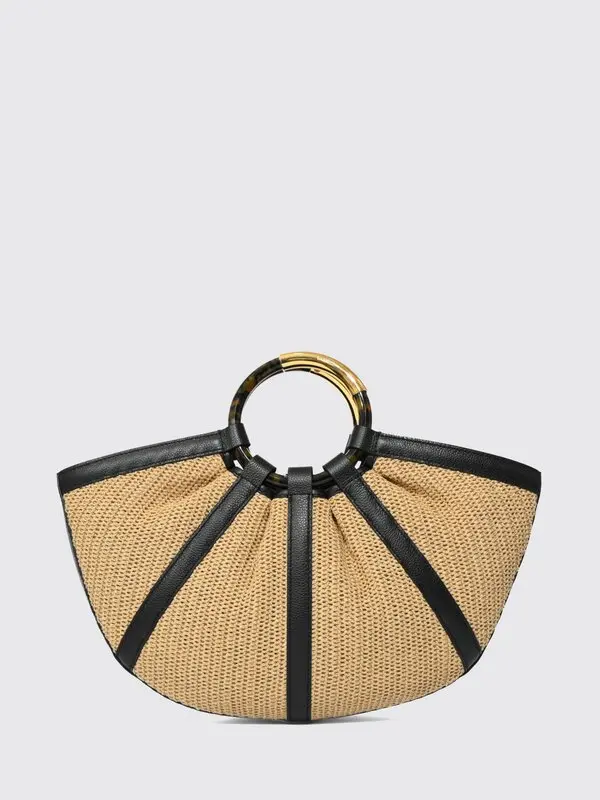 COCCINELLE Shell Raffia And Grained Leather Bag - Black