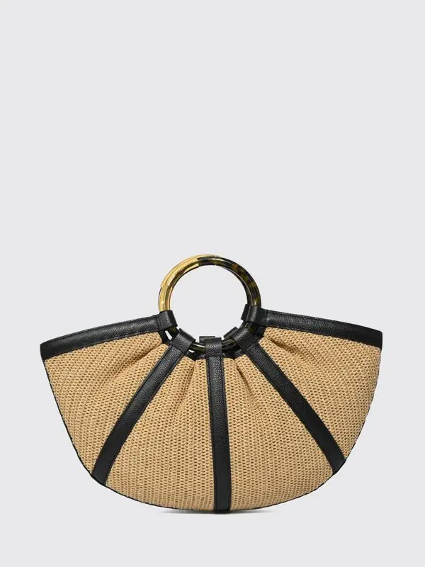 COCCINELLE Shell Raffia And Grained Leather Bag - Black