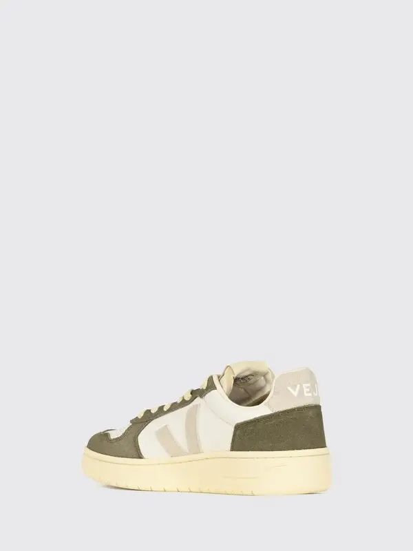 VEJA V-82 Leather Sneakers With Perforated Toe And Contrast Logo - Kaki