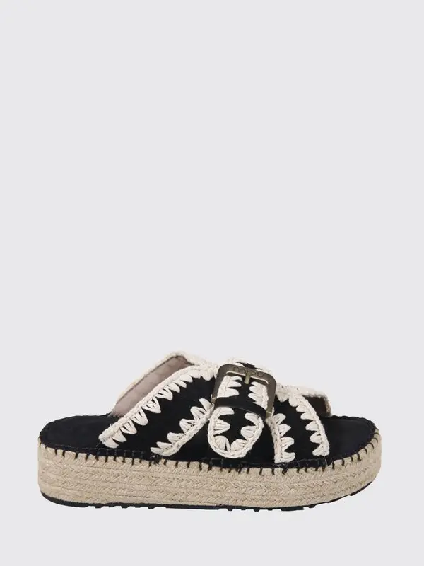 Mou Heeled Platform Sandals With Buckle Detailing - Black
