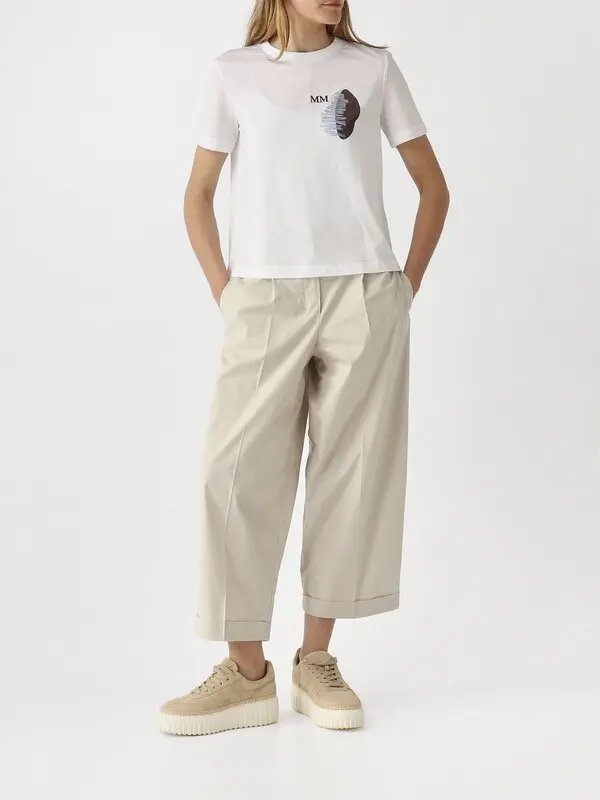 Max Mara Danza Cropped Cotton Trousers - Mastic