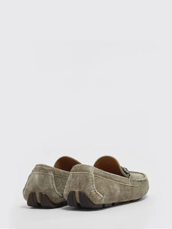 FERRAGAMO Gancini Suede Driver Loafers - Dark