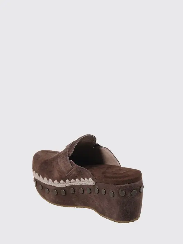 Mou Clogs With Studs And Braided Detail - Brown
