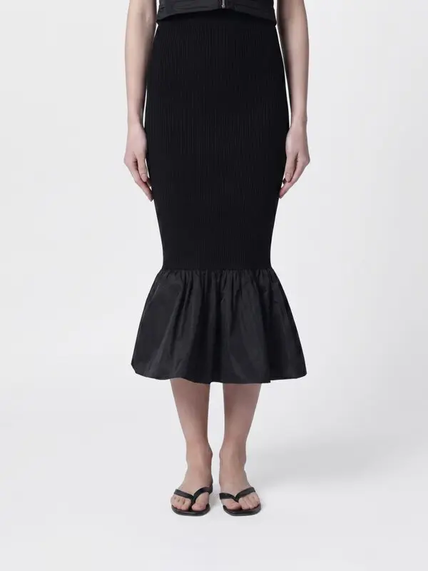 PATOU Jersey Midi Skirt With Ruffle Hem - Black
