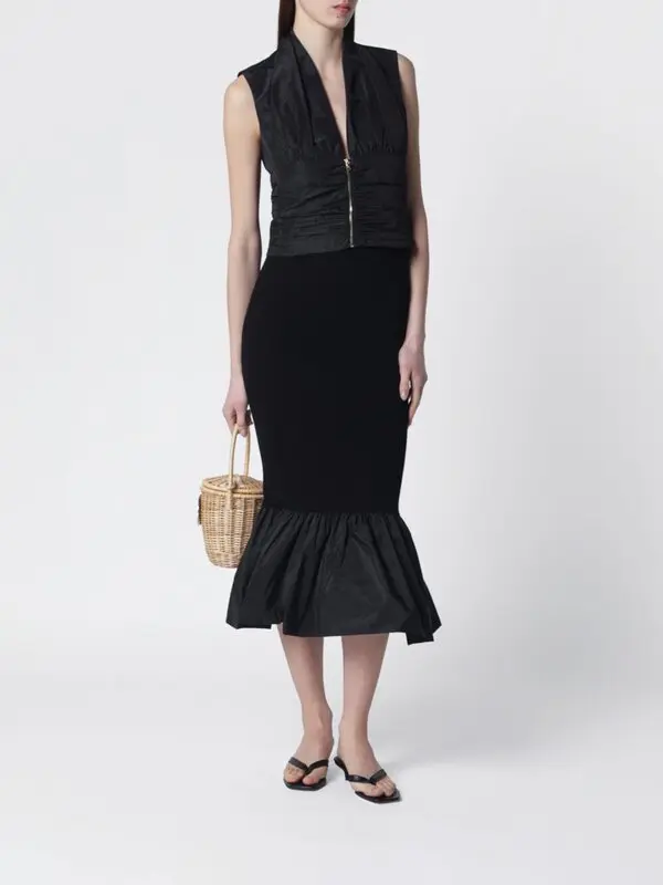PATOU Jersey Midi Skirt With Ruffle Hem