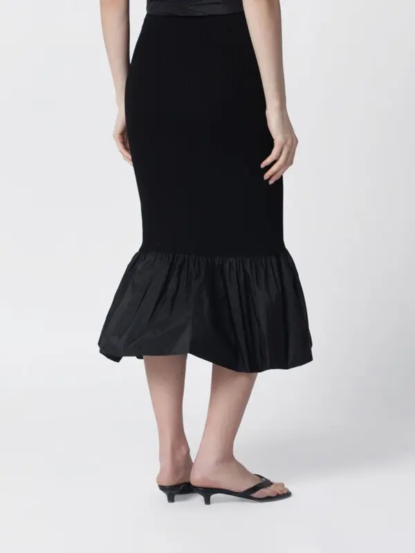 PATOU Jersey Midi Skirt With Ruffle Hem