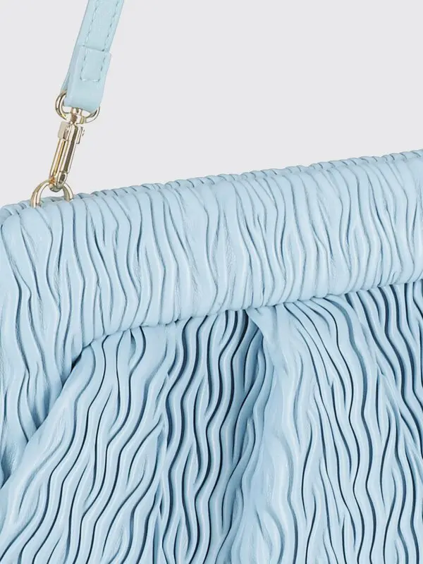 THEMOIRE Bios Vegan Leather Ruched Clutch - Sky Blue