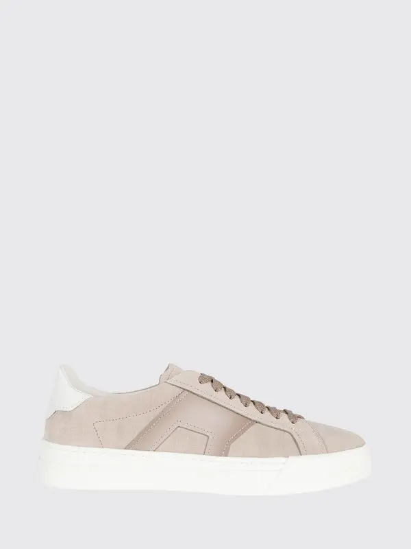 Santoni Canvas And Leather Low-top Sneakers - Brown
