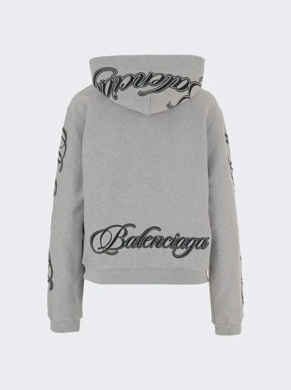 Balenciaga Cursive Zip-up Hoodie - Gray