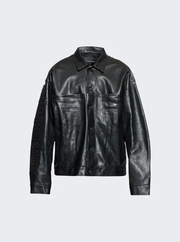 Balenciaga Leather Shirt Jacket - Black