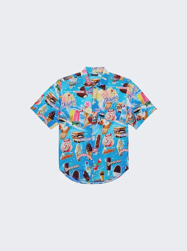 Balenciaga Sweet Treat Short Sleeve Minimal Shirt - Blue