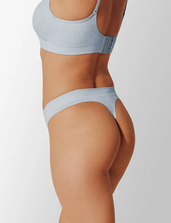 THIRDLOVE Seamless Stretch Cotton Thong Panty - Topaz Heather