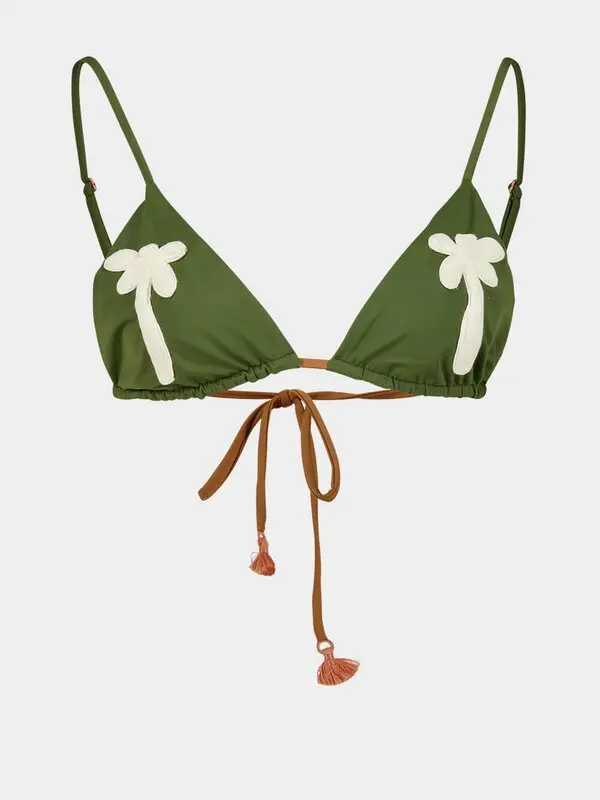 Johanna Ortiz Palms At Sunrise Triangle Bikini Top - Green