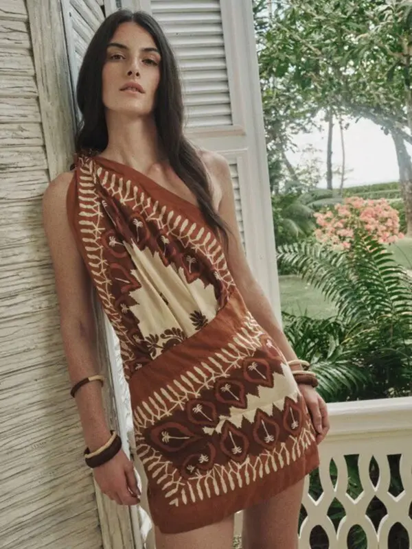 Johanna Ortiz Sun Traveller One-shoulder Mini Dress - Orange