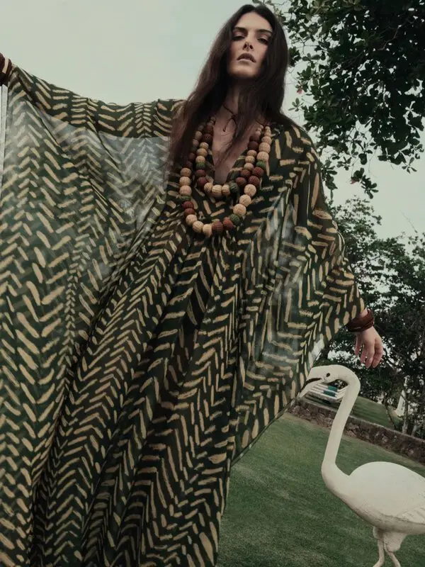 Johanna Ortiz Secret Garden Printed Kaftan Dress - Green