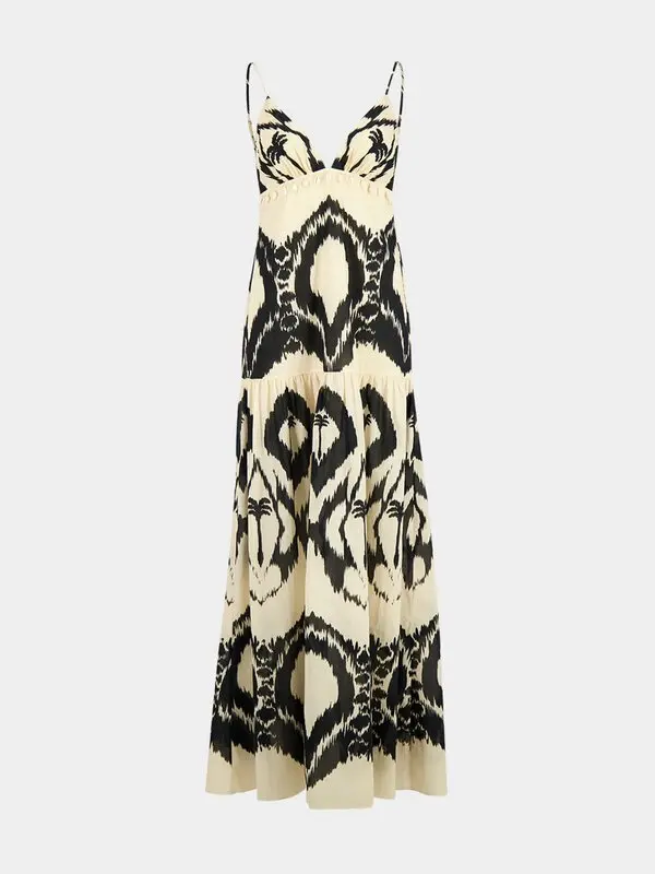 Johanna Ortiz Zea Palm Print Maxi Dress - Black