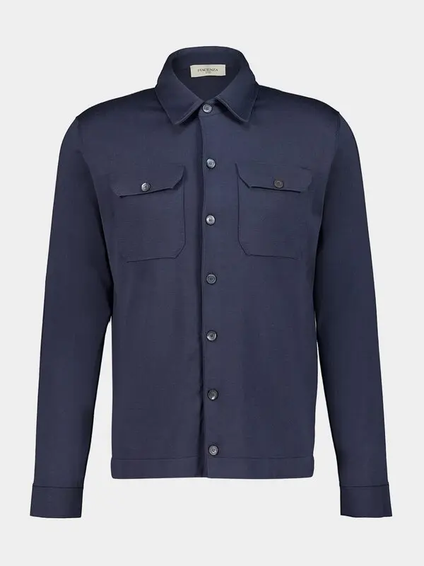 PIACENZA CASHMERE 1733 Silk Cotton Overshirt - Blue