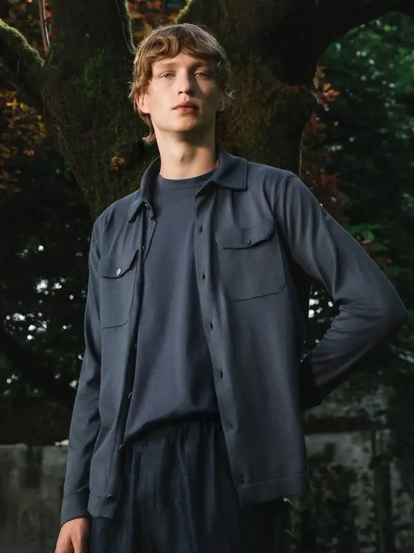 PIACENZA CASHMERE 1733 Silk Cotton Overshirt - Blue