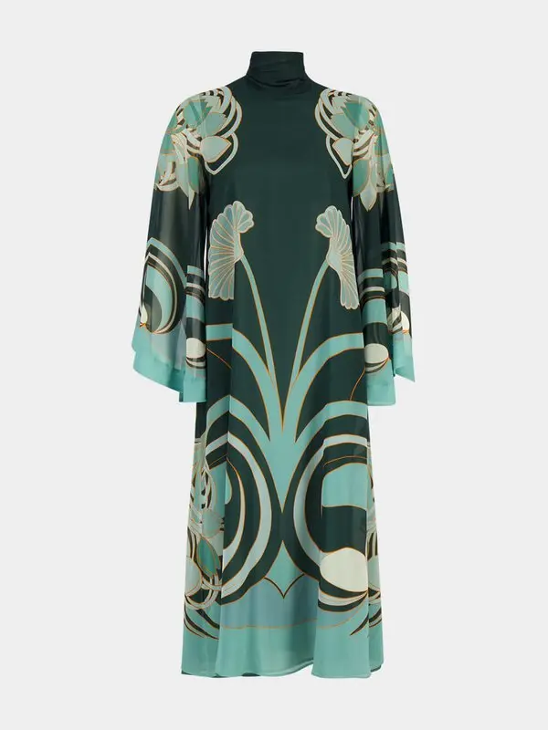La DoubleJ Blooming Tulip Magnifico Silk Midi Dress - Green