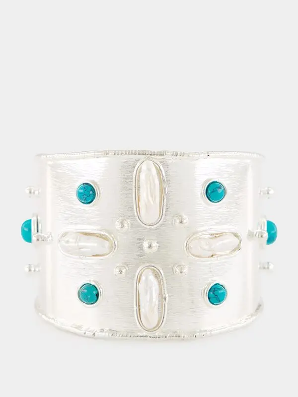 Sylvia Toledano Mojave Cuff With Turquoise - Silver