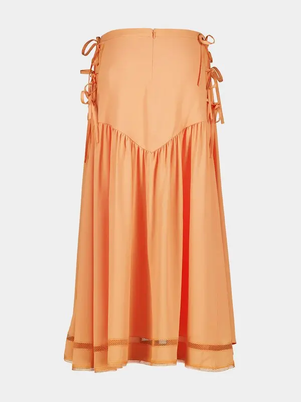 Rabanne Bow Detail Pleated Midi Skirt - Orange