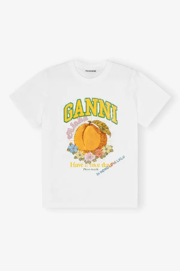 GANNI Printed T-shirt - White