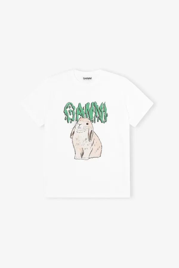 GANNI Graphic Bunny Jersey T-shirt - White