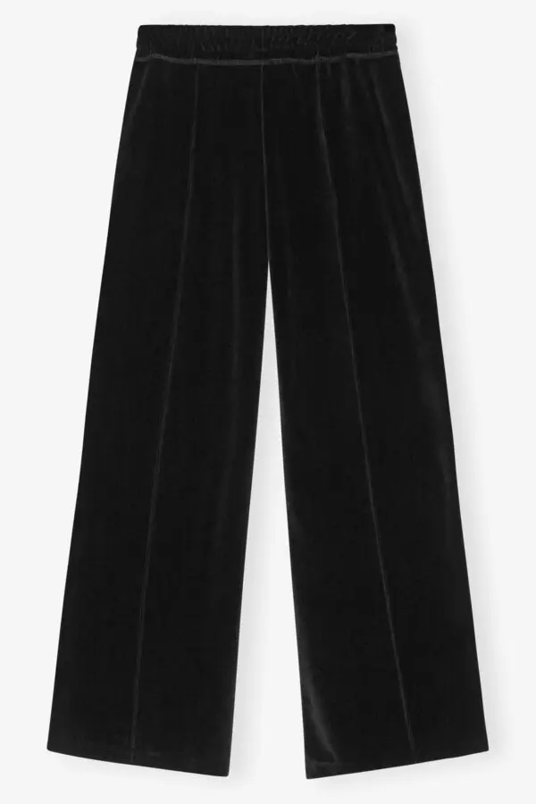 GANNI Heavy Velour Pants - Black