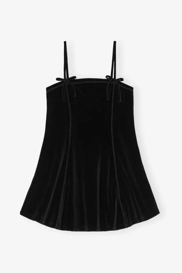 GANNI Velour Mini Dress - Black