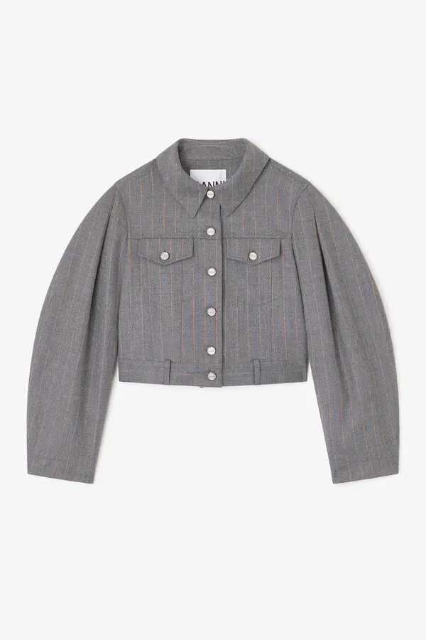 GANNI Striped Jacket - Grey