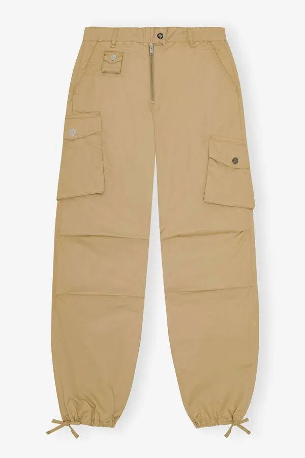 GANNI Washed Cotton Twill Cargo Pants - Brown
