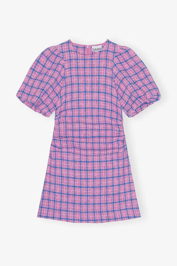 GANNI Check Suiting Mini Dress - Pink