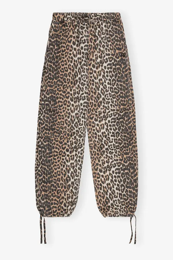 GANNI Leopard Print Drawstring Pants - Brown