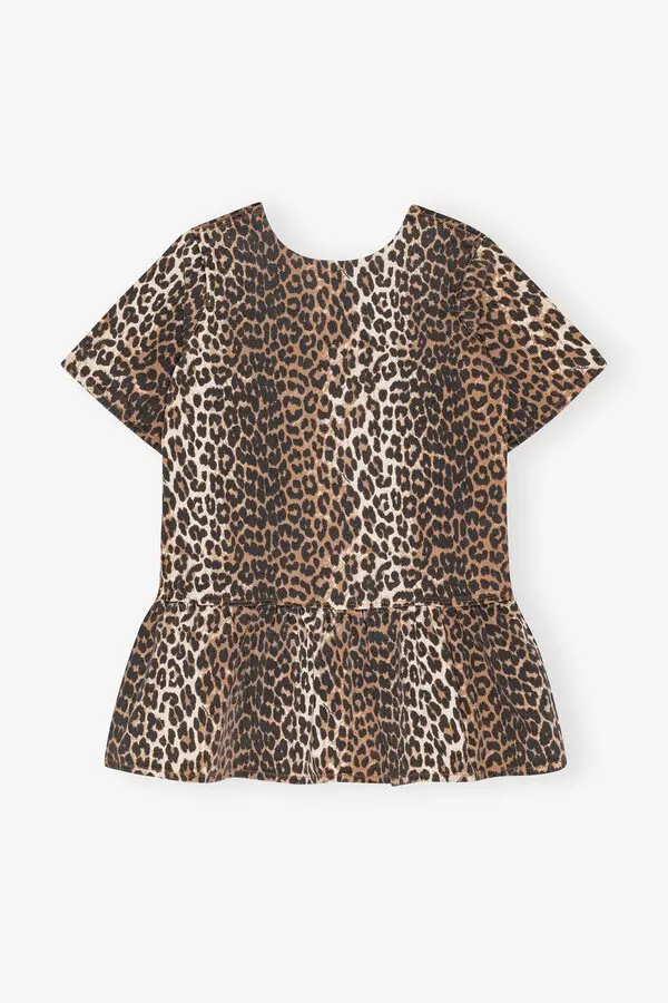 GANNI Leopard Print Mini Denim Dress - Mixed