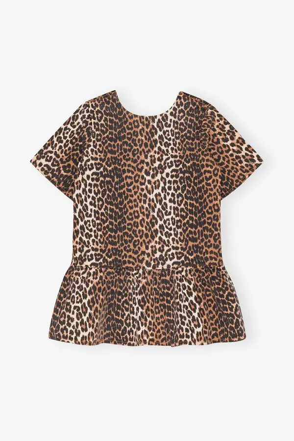 GANNI Leopard Print Mini Denim Dress - Mixed