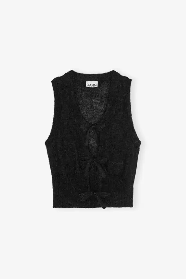 GANNI Tie String Vest - Black