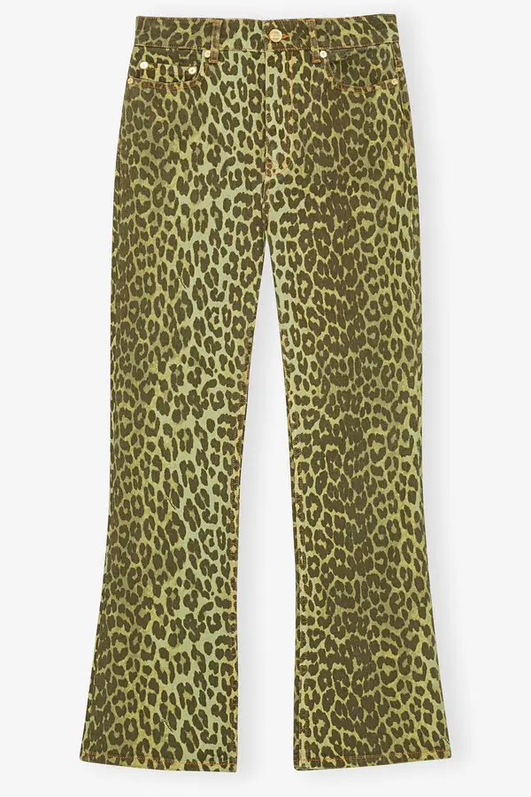 GANNI Leopard Print Jeans - Green