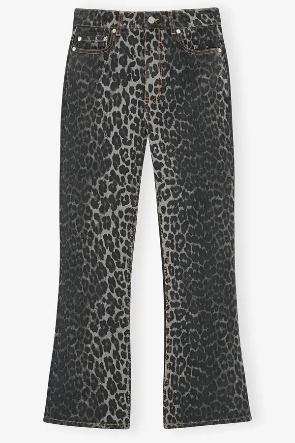 GANNI Leopard Print Jeans - Blue