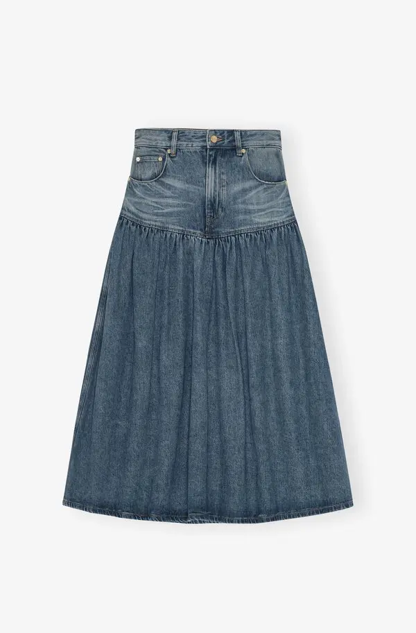 GANNI Mid Wash Denim Skirt - Blue