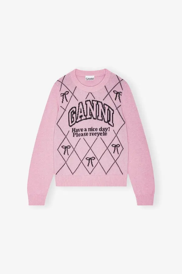 GANNI Graphic Bow Sweater - Pink