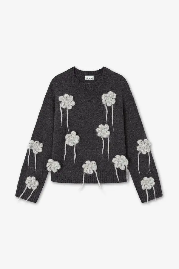 GANNI Crochet Flower Sweater