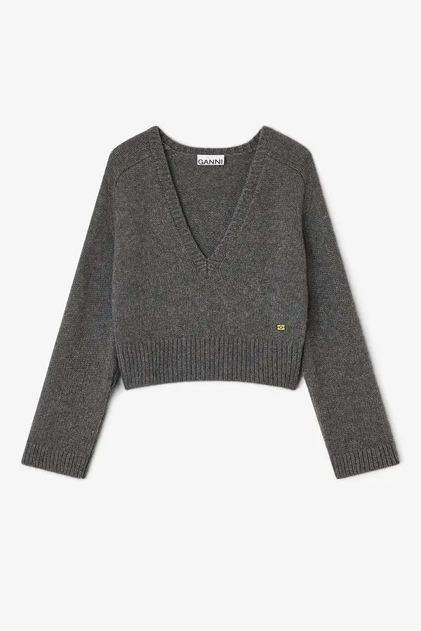 GANNI V-neck Sweater - Mixed