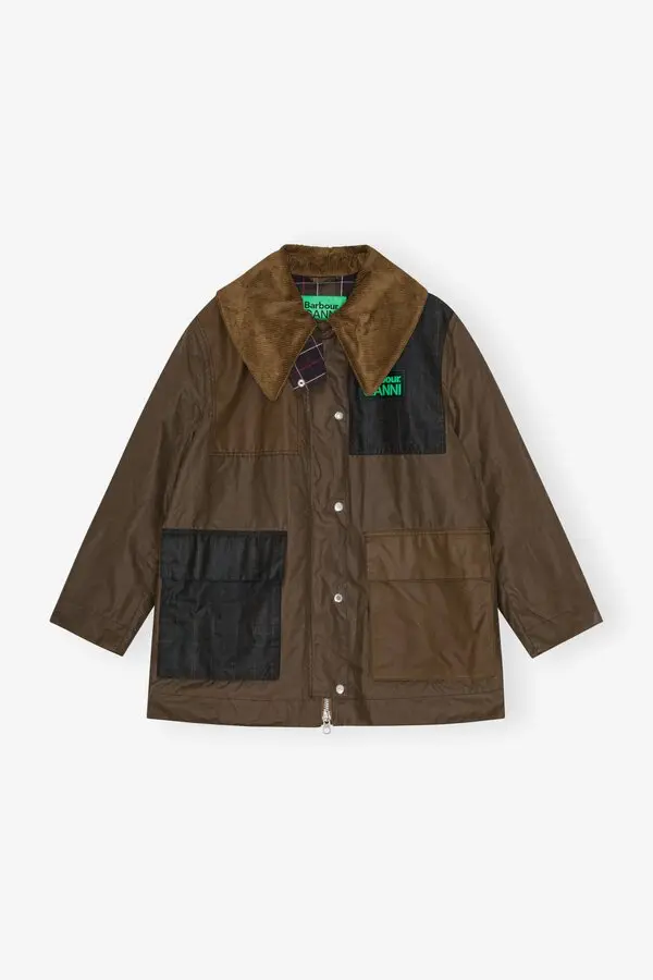 GANNI X Barbour Waxed Duffle Coat - Brown
