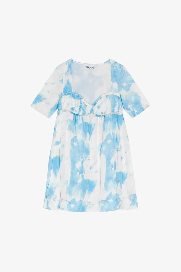 GANNI Printed Satin Mini Dress