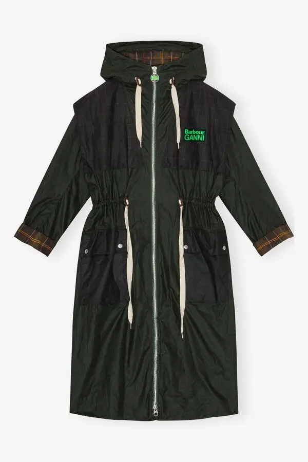 GANNI X Barbour Waxed Parka Jacket - Green